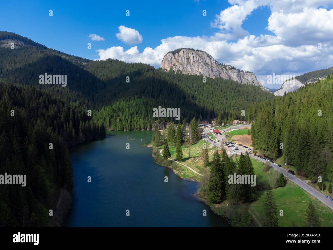Aerial landscape with Red Lake - Romania, summer, spring Stock Photo ...