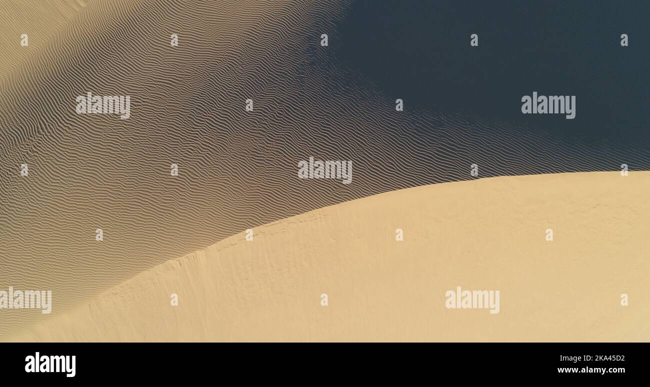A drone view of the surface at the Glamis Sand Dunes in Imperial County ...