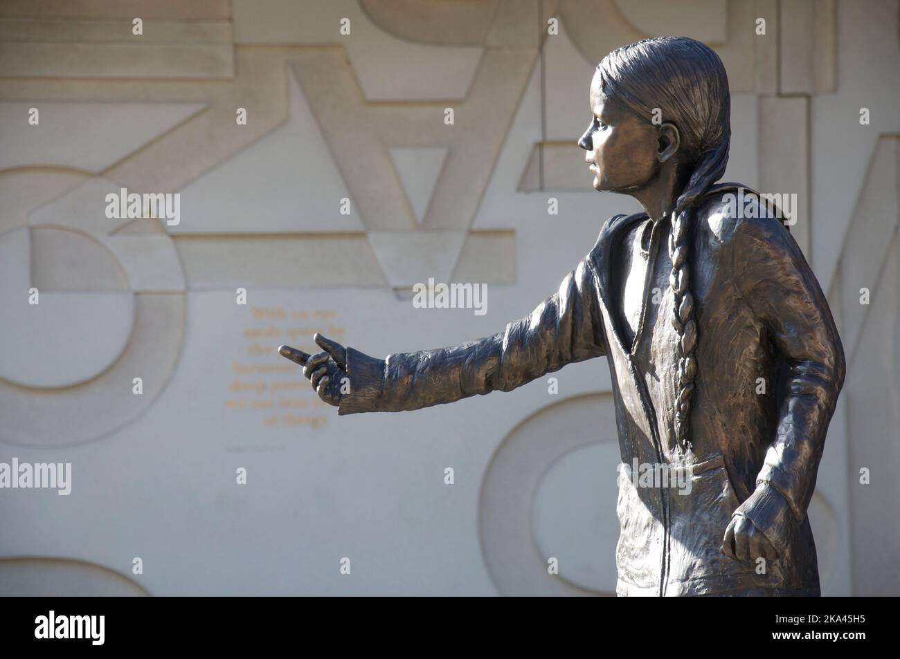 Life size bronze statue of young Swedish environmental activist Greta ...