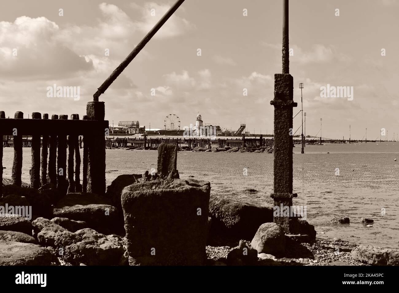 Hunstanton Beach in mono Stock Photo - Alamy