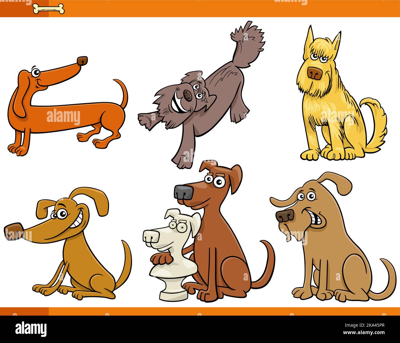 Cartoon illustration of funny dogs and puppies comic animal characters ...