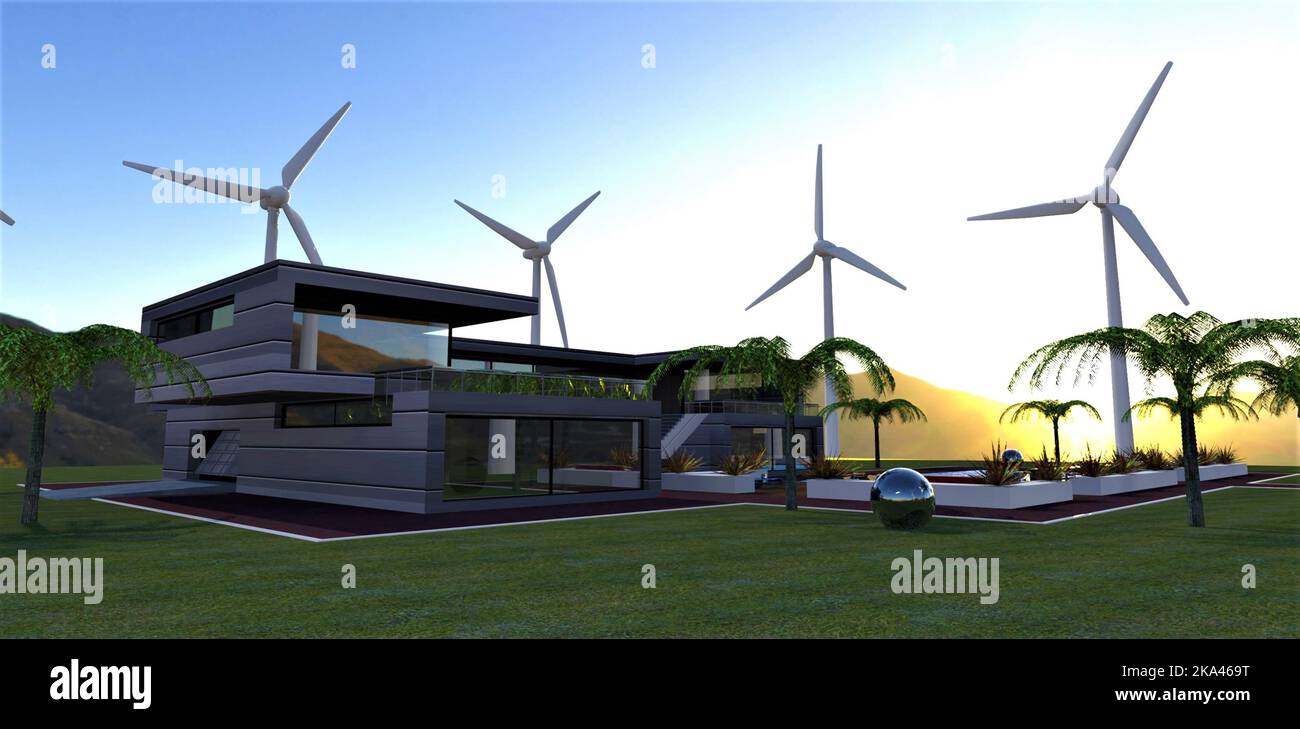 Amazing sunrise in a futuristic mountain villa. Silent, low-vibration ...