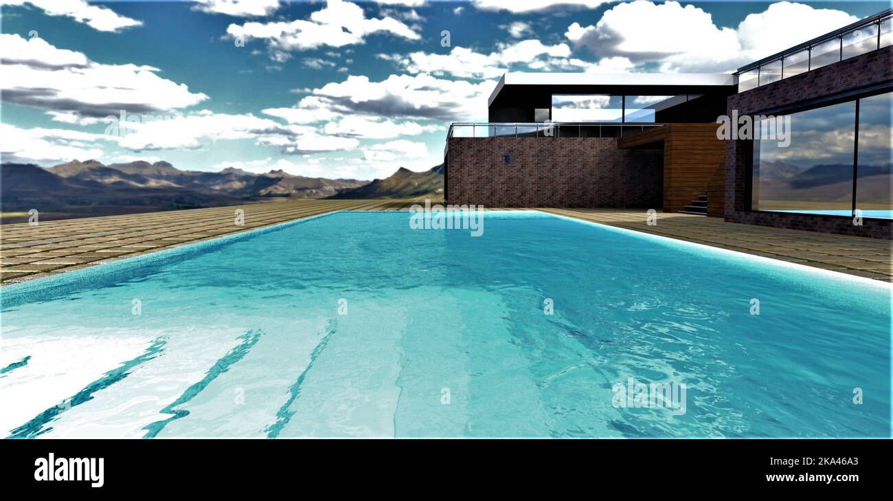 Roof terrace with swimming pool on an advanced stylish estate in the ...