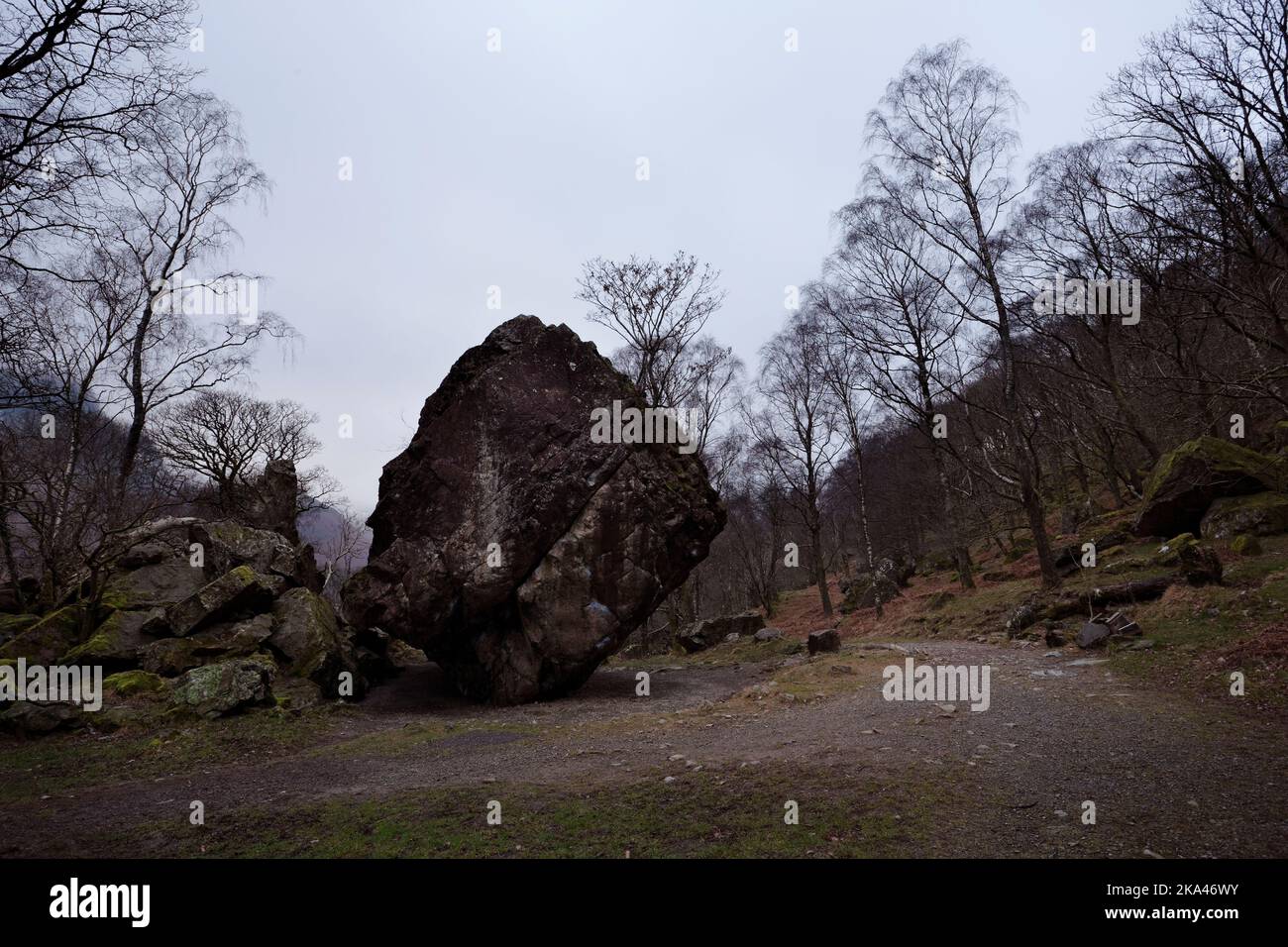 The Bowder Stone in Borrowdale minus its ladder, Lake District, UK ...