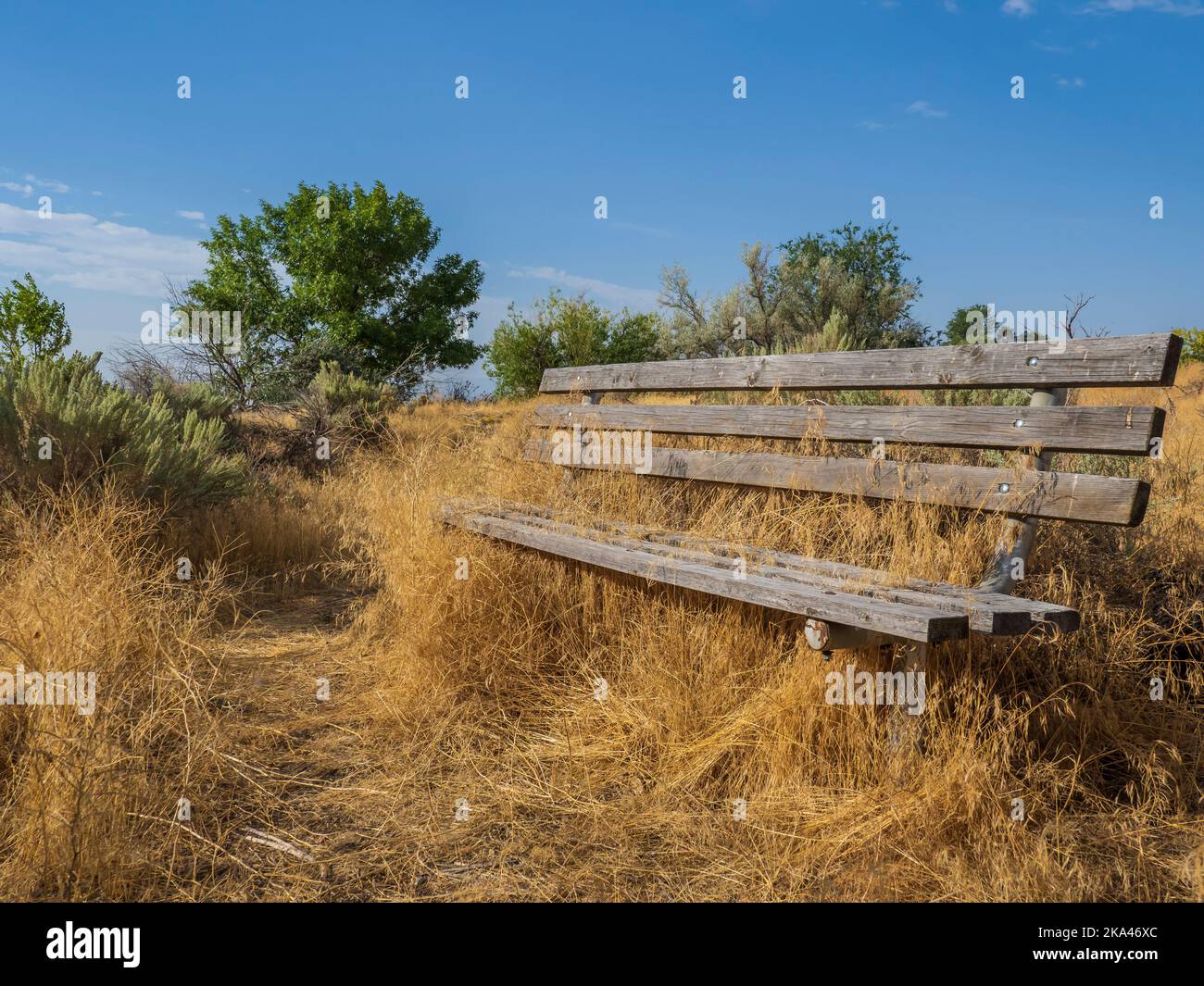Park bench along the Lakeview Trail, Lake Walcott State Park, Rupert ...