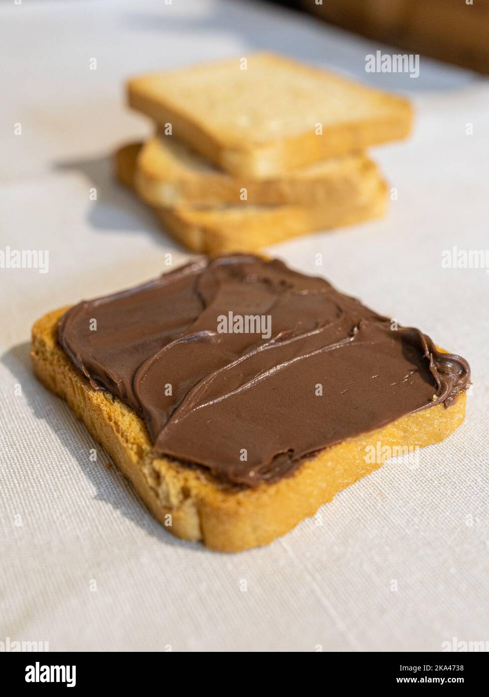 Rusks with Chocolate Hazelnut Cream Stock Photo - Alamy
