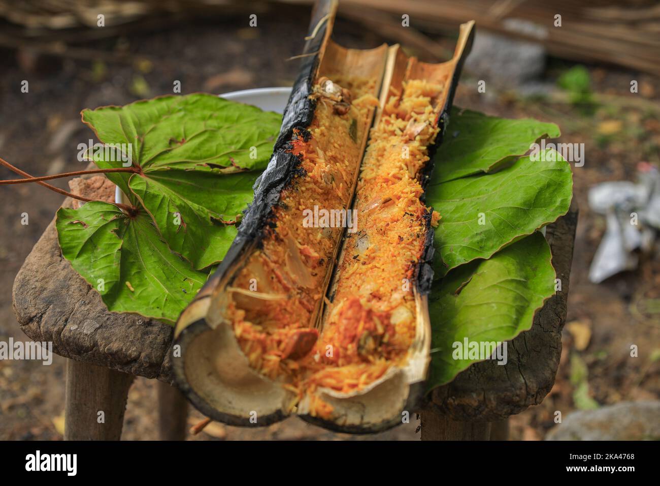 araku famous bamboo chicken ,bamboo biryani Stock Photo - Alamy
