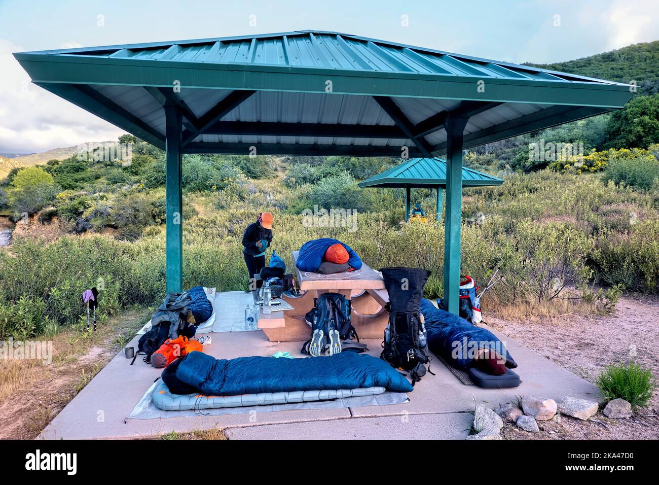 Cowboy camping, Silverwood Lake, Pacific Crest Trail, California, USA ...
