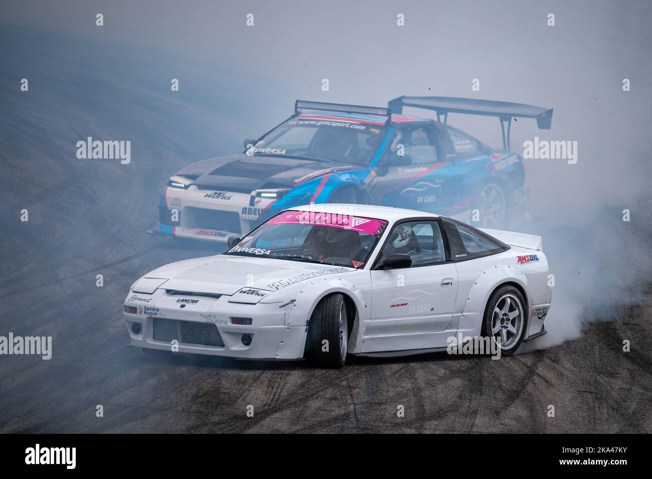 White Nissan Silvia S13 drifting on the racing circuit Stock Photo - Alamy