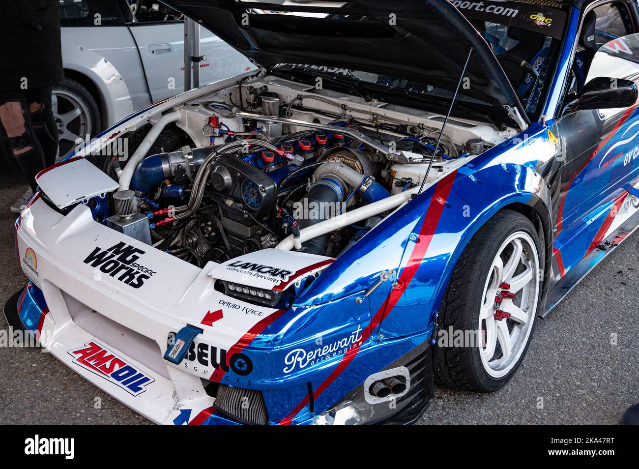 Detail of the tuned engine of a drift Nissan Silvia S13 Stock Photo - Alamy