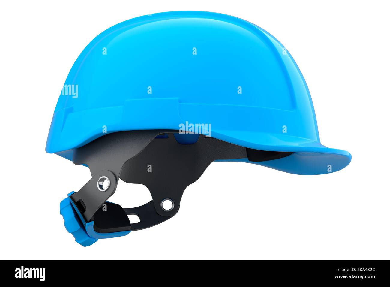 Blue safety helmet or hard cap isolated on white background. 3d render ...