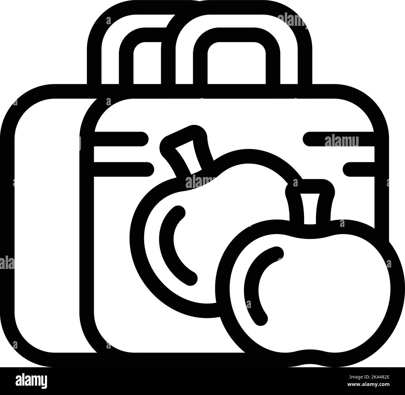 Lunchtime fruit icon outline vector. School box. Food snack Stock ...
