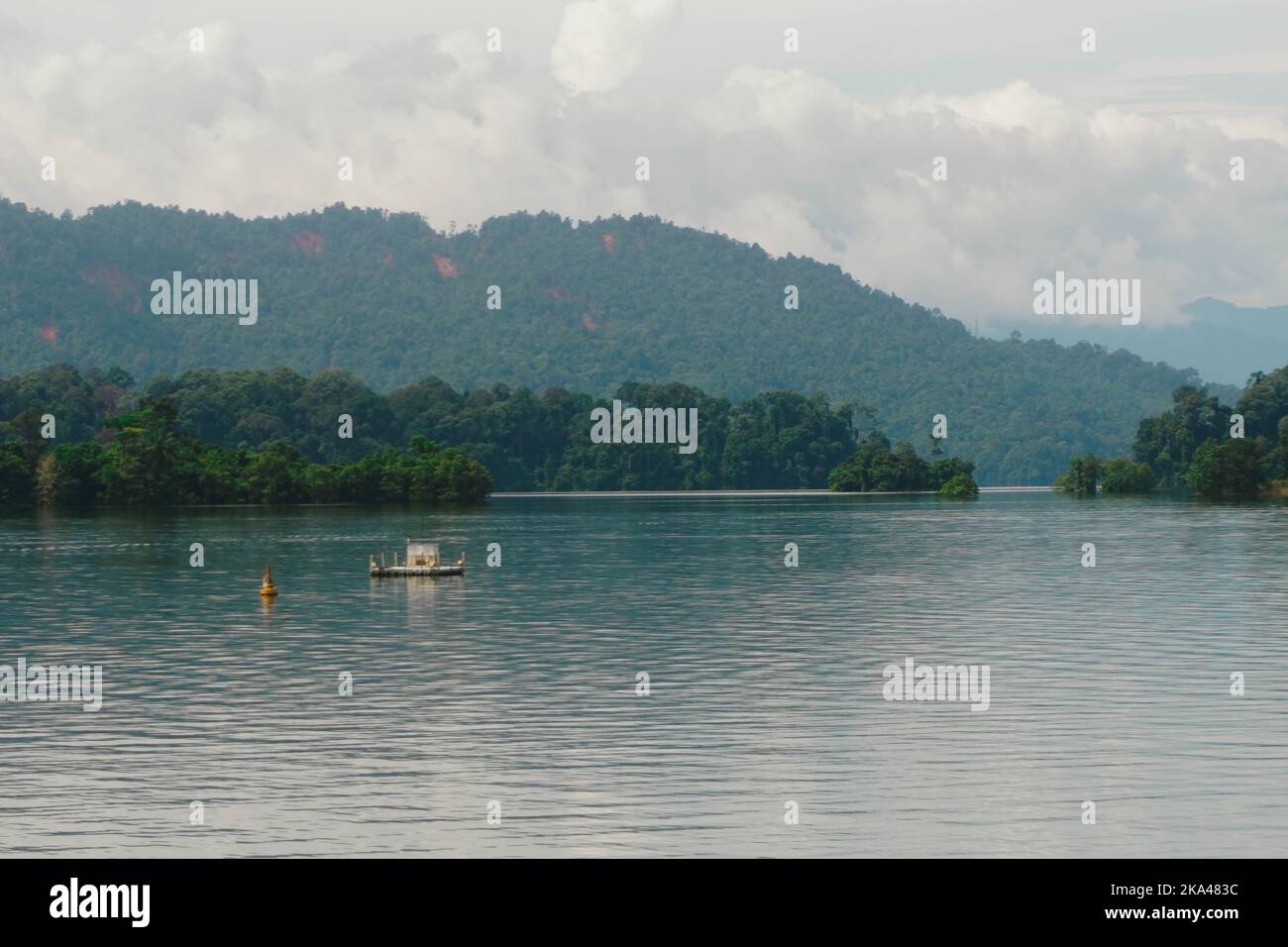 A photo in the vast Tasik Kenyir Lake in Terengganu, Malaysia which ...