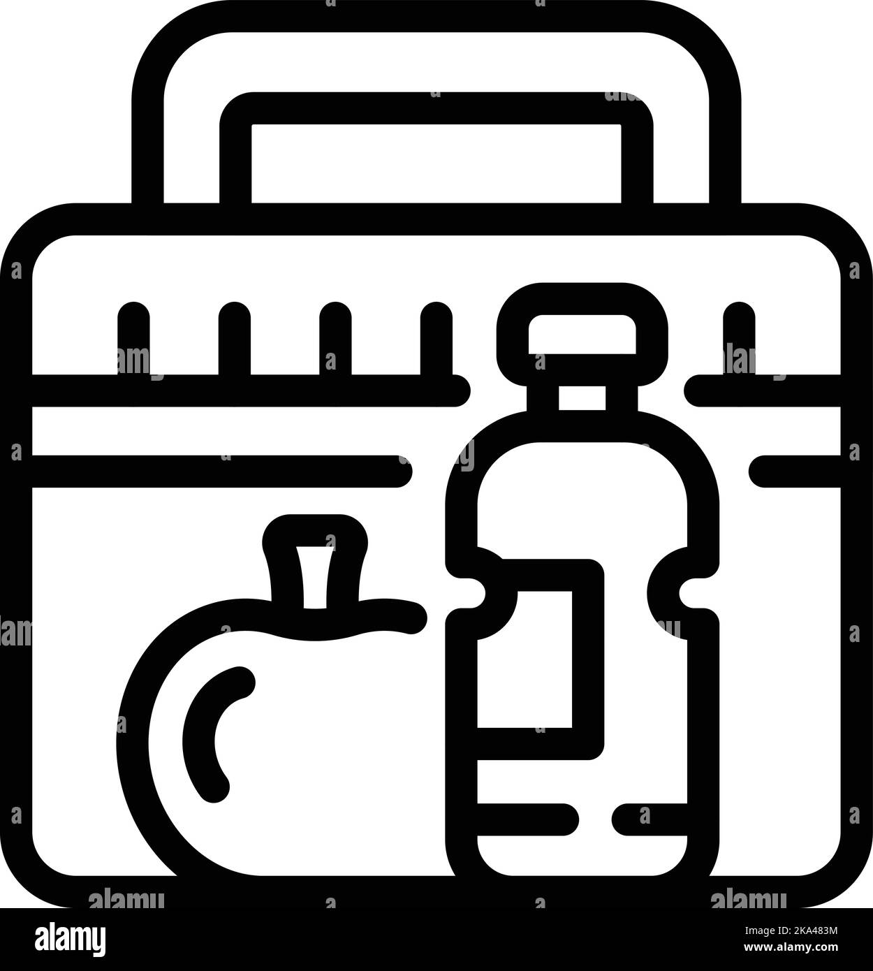 Full food box icon outline vector. School meal. Container snack Stock ...