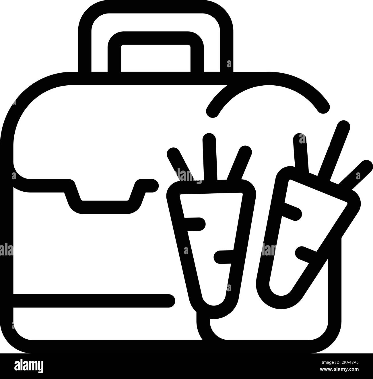 Break carrot food icon outline vector. School meal. Snack bag Stock ...