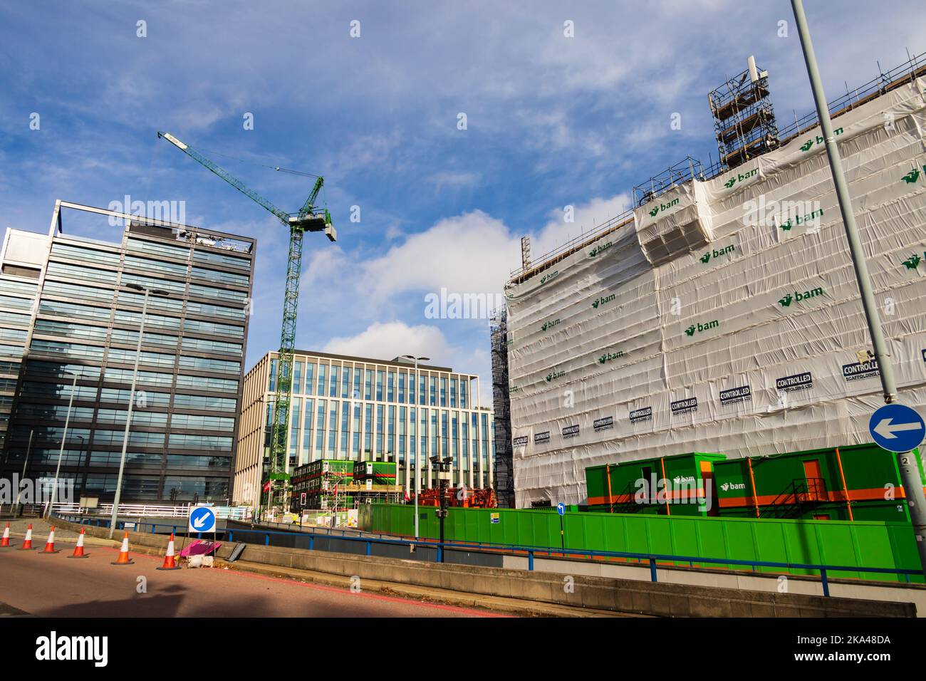 Building renovation covered in scaffolding and sheets., Suffolk street ...