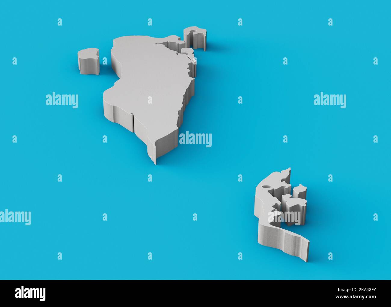 A 3D illustration of the Bahrain map on a blue background Stock Photo ...