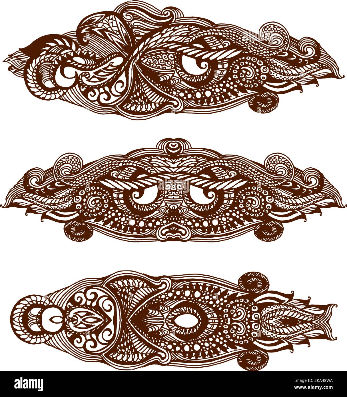 Elements painted henna set isolated on white background Stock Vector ...