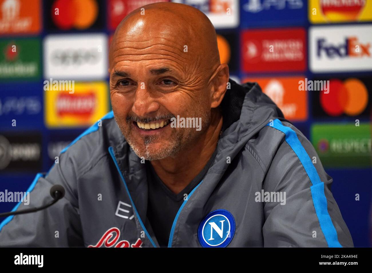 Napoli manager Luciano Spalletti during a press conference at Anfield ...