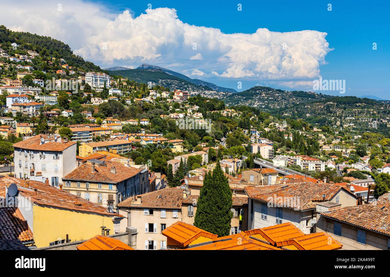 Grasse, France - August 6, 2022: Panoramic view of eastern slope of ...
