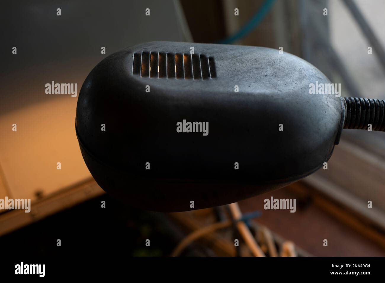 Old table lamp. Electrical equipment of bygone era. Table lamp in ...