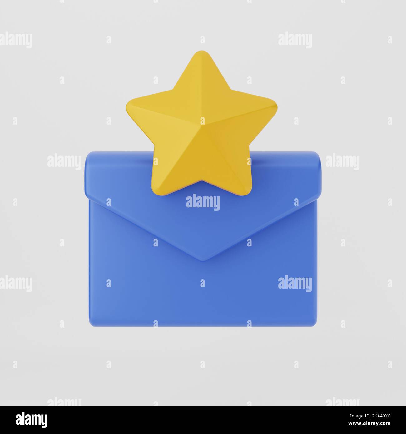A 3d rendering of a blue envelope with a yellow star icon above - mail ...