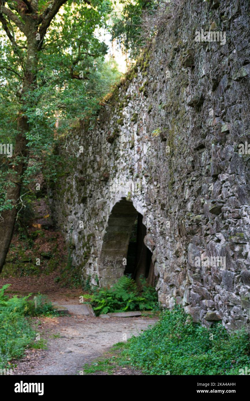 View of the aqueduct located in the Enchanted Forest of Aldan. Cangas ...