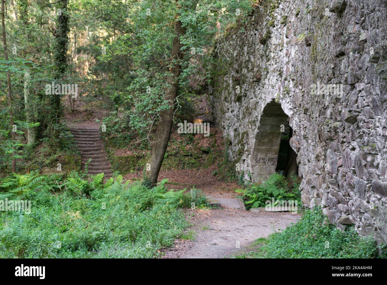 View of the aqueduct located in the Enchanted Forest of Aldan. Cangas ...