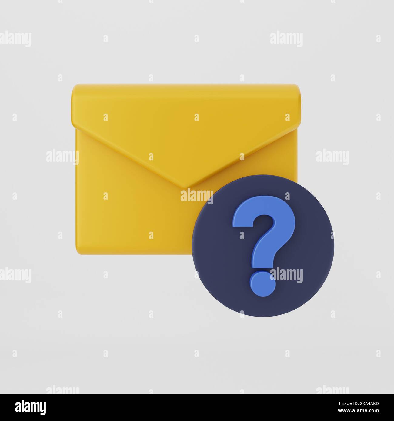 A 3D rendering of a mail icon with a question mark Stock Photo - Alamy