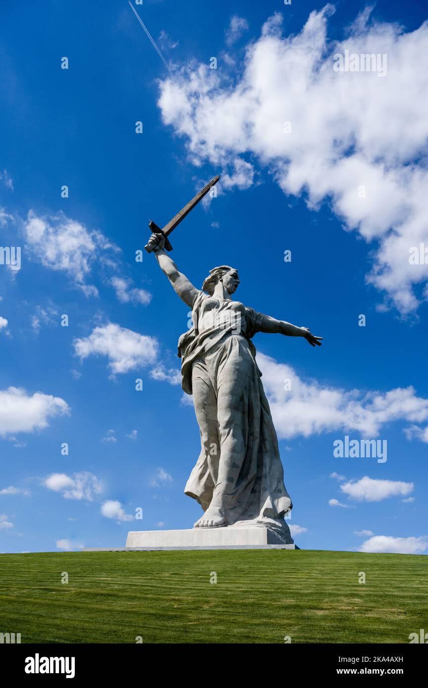Statue "The Motherland calls" (Rodina-Mat`) on Mamaev Hill in Volgograd ...