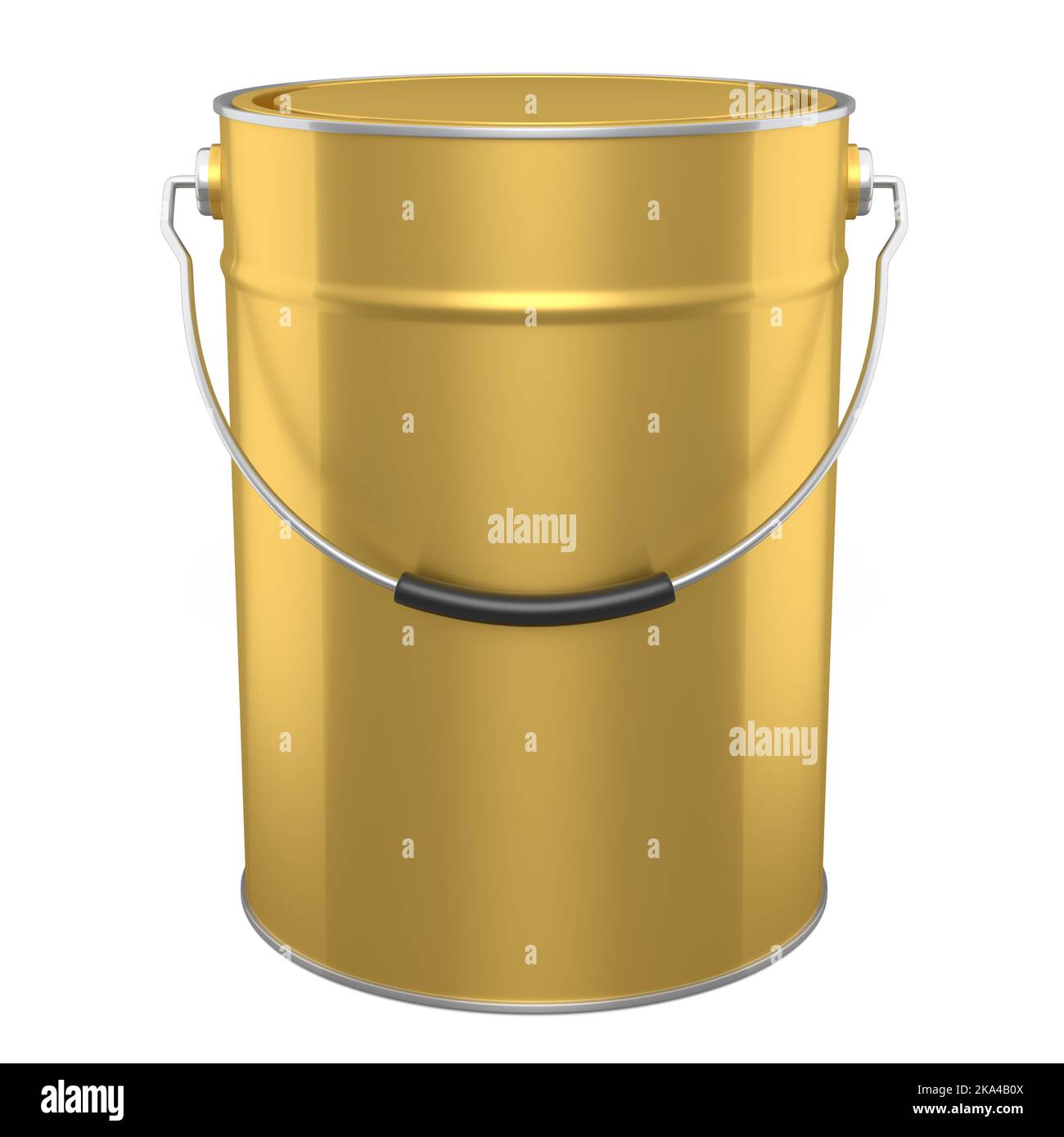 Closed metal can or buckets of paint with handle on white background ...