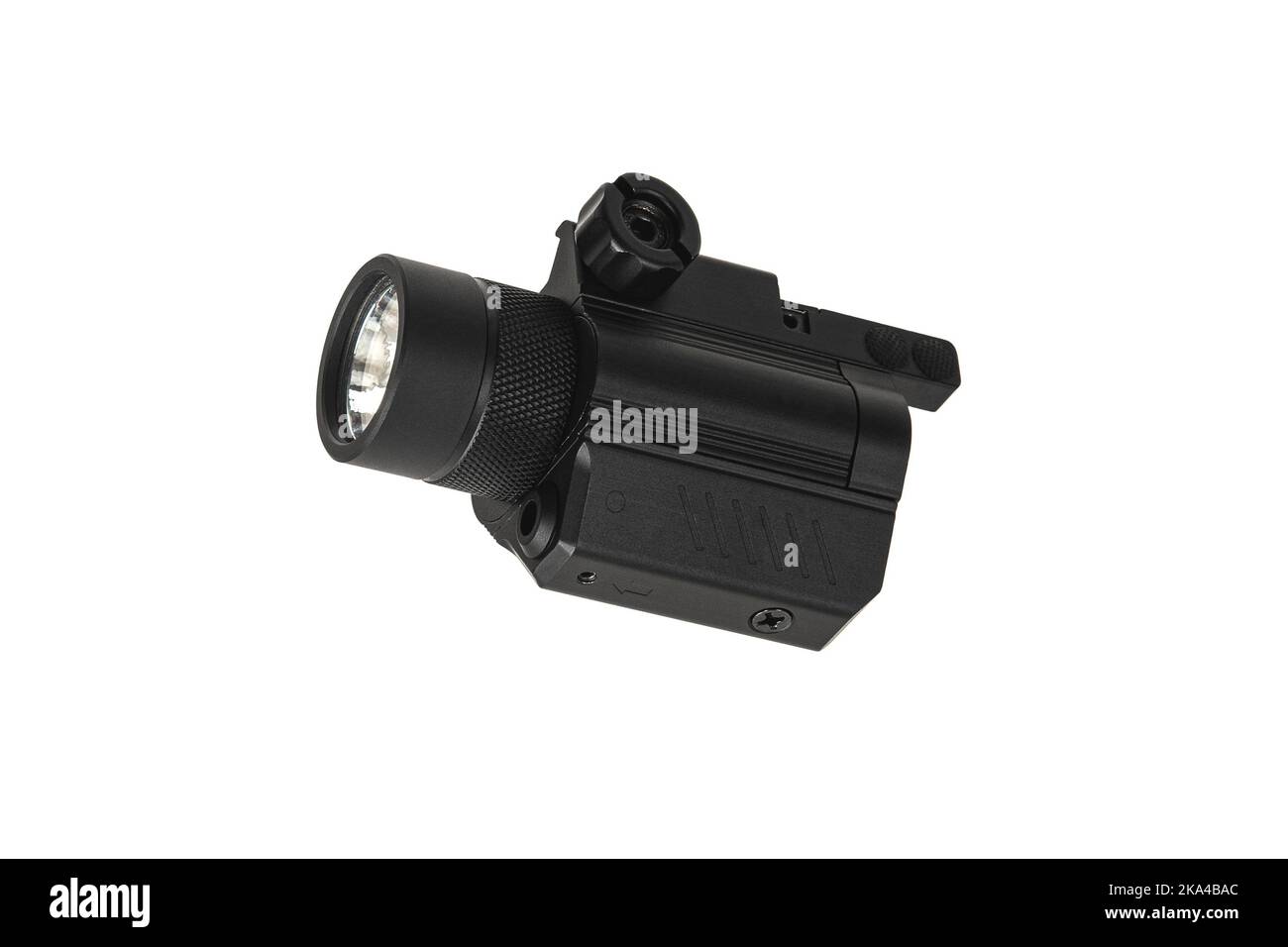 Modern LED flashlight with weapon mount. Underbarrel tactical ...