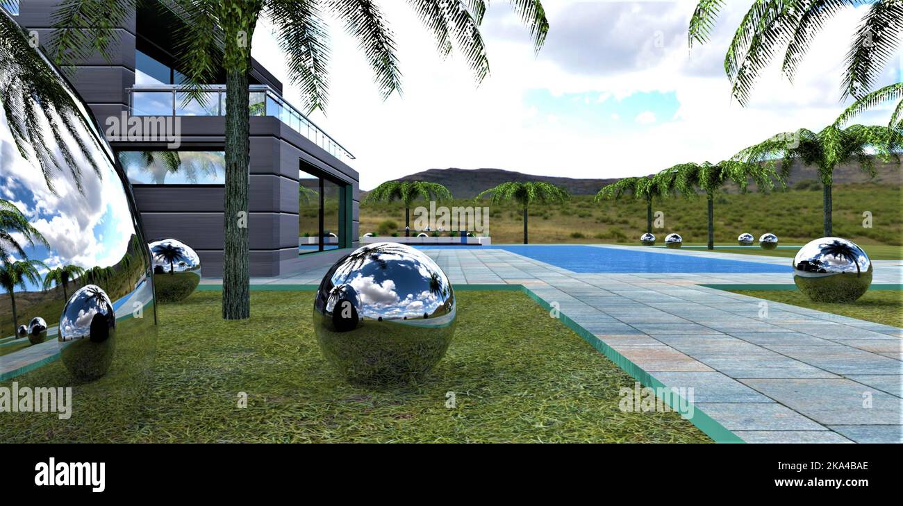 A spacious playground with a swimming pool on the territory of a ...