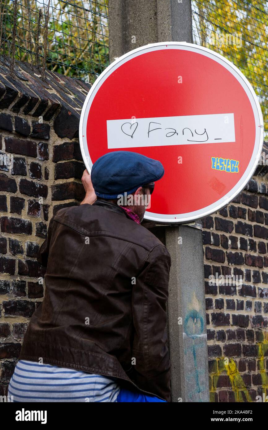 Urban graffiti maker, Lille, Hellemes district, Lille, Nord, Hauts-de-France, France Stock Photo ...