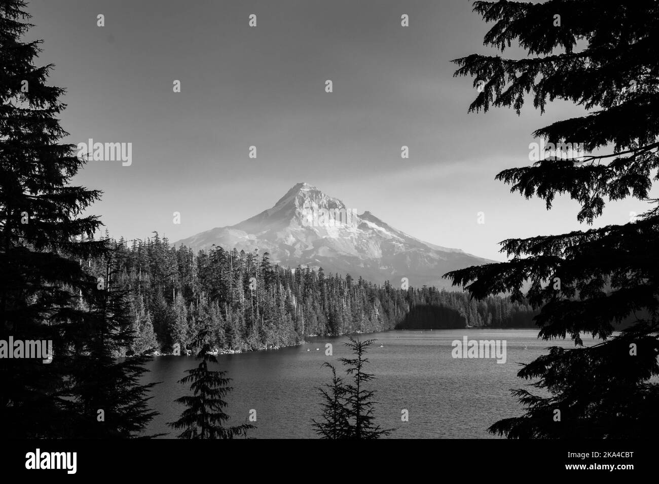 View Mount Hood from the shores of Lost Lake, on a sunny warm day Stock ...