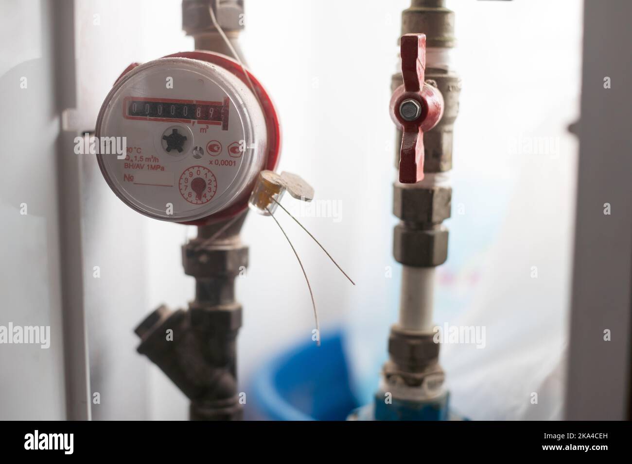 Water meters installed on the pipe and sealed Stock Photo - Alamy