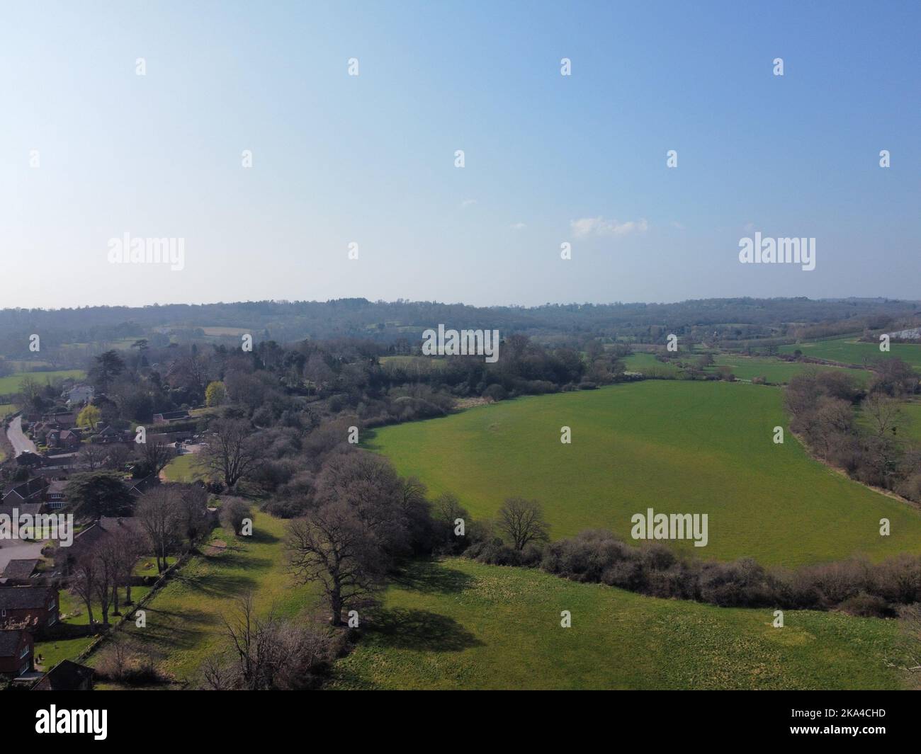 The bird's eye view of the beautiful park with green vegetation. Leeds ...