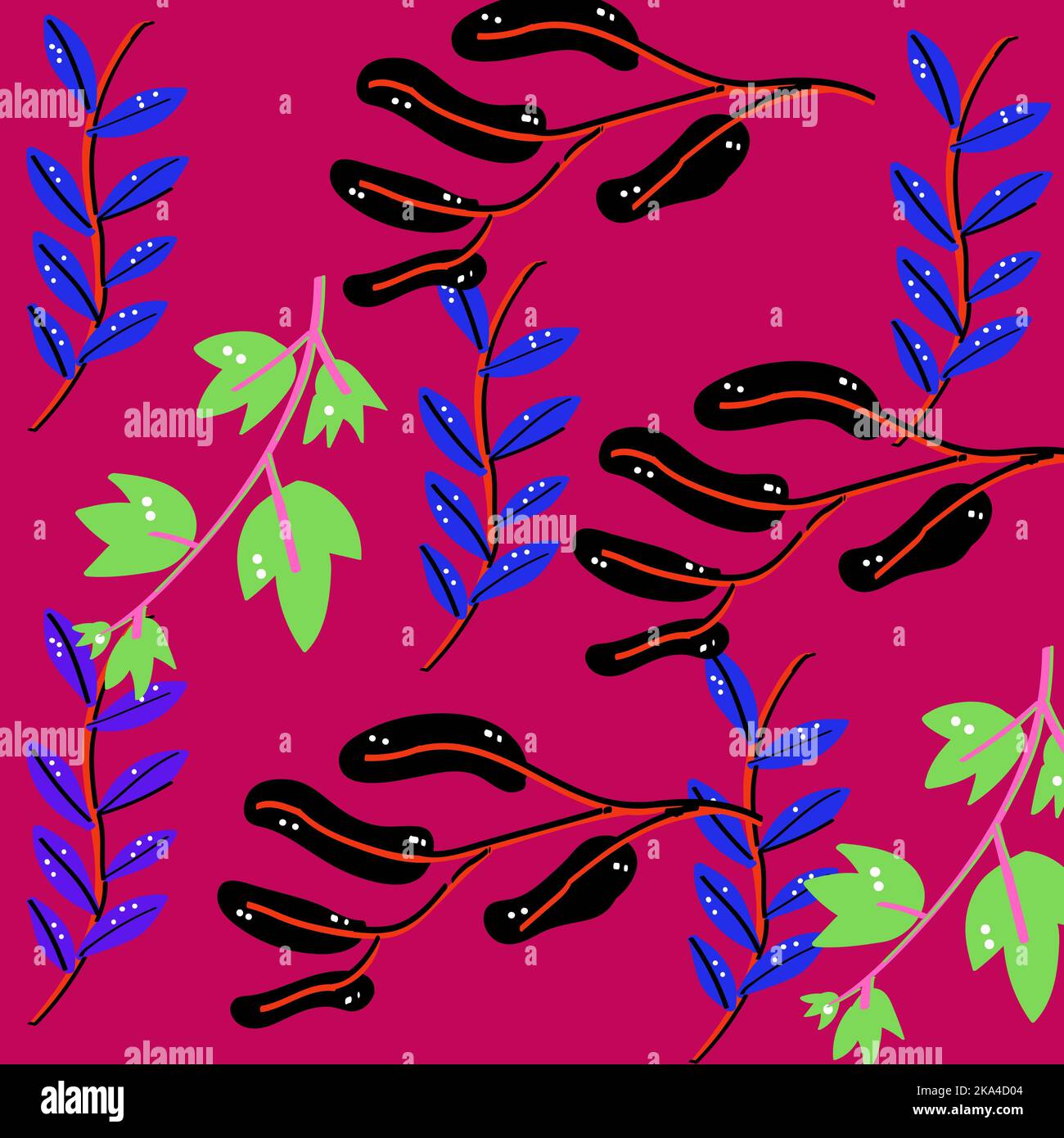 Abstract leave seamless pattern with trendy hand drawn textures. Modern ...