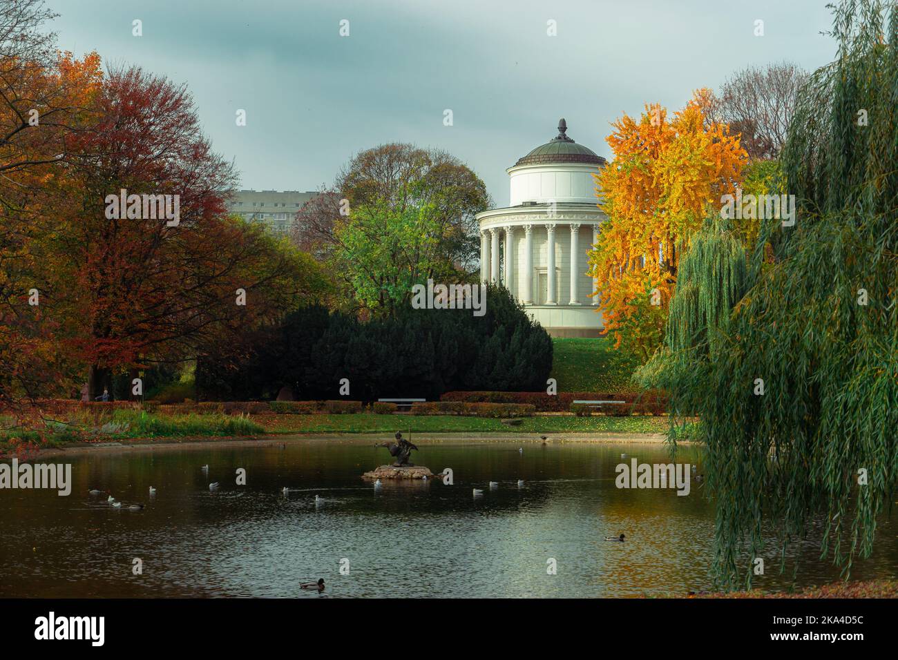 Temple of Vesta in the Saxon Garden in Warsaw. The classicist water ...
