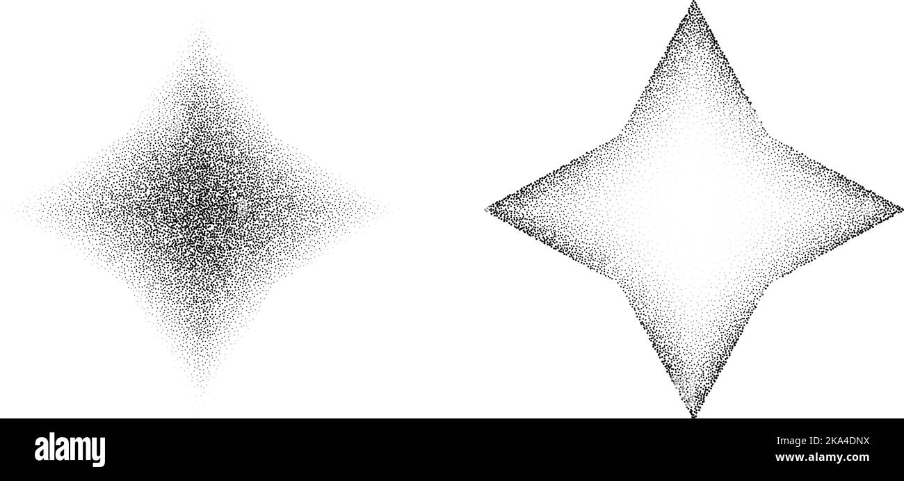 Dotted grain star shapes. Black stipple diamonds. Abstract noise ...