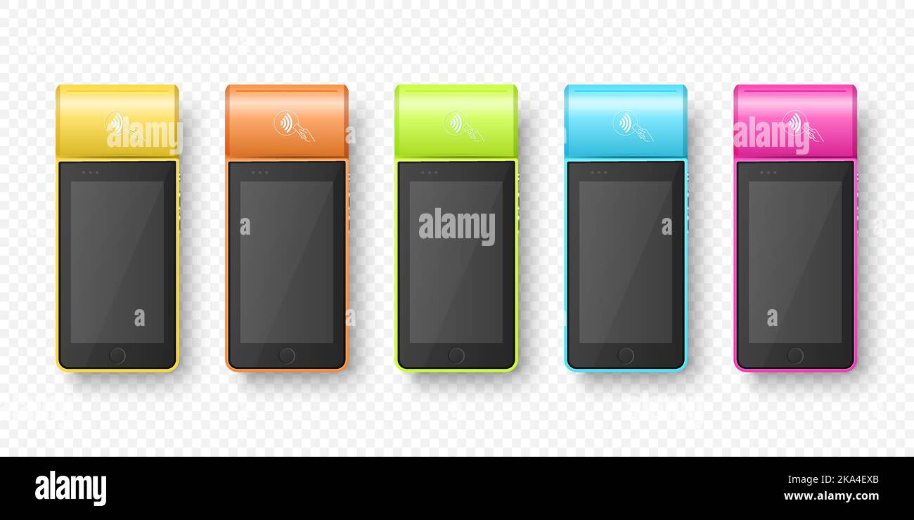 Vector 3d Realistic Wi-Fi Payment Machine Icon Set. POS Terminal ...