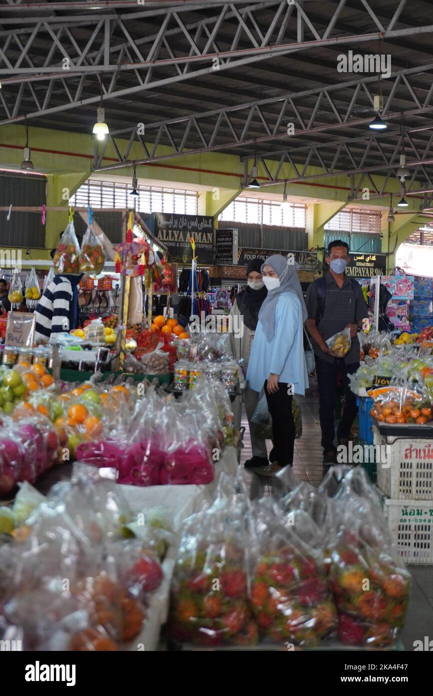 A view of the local bazaar (known as morning market) which is full of ...