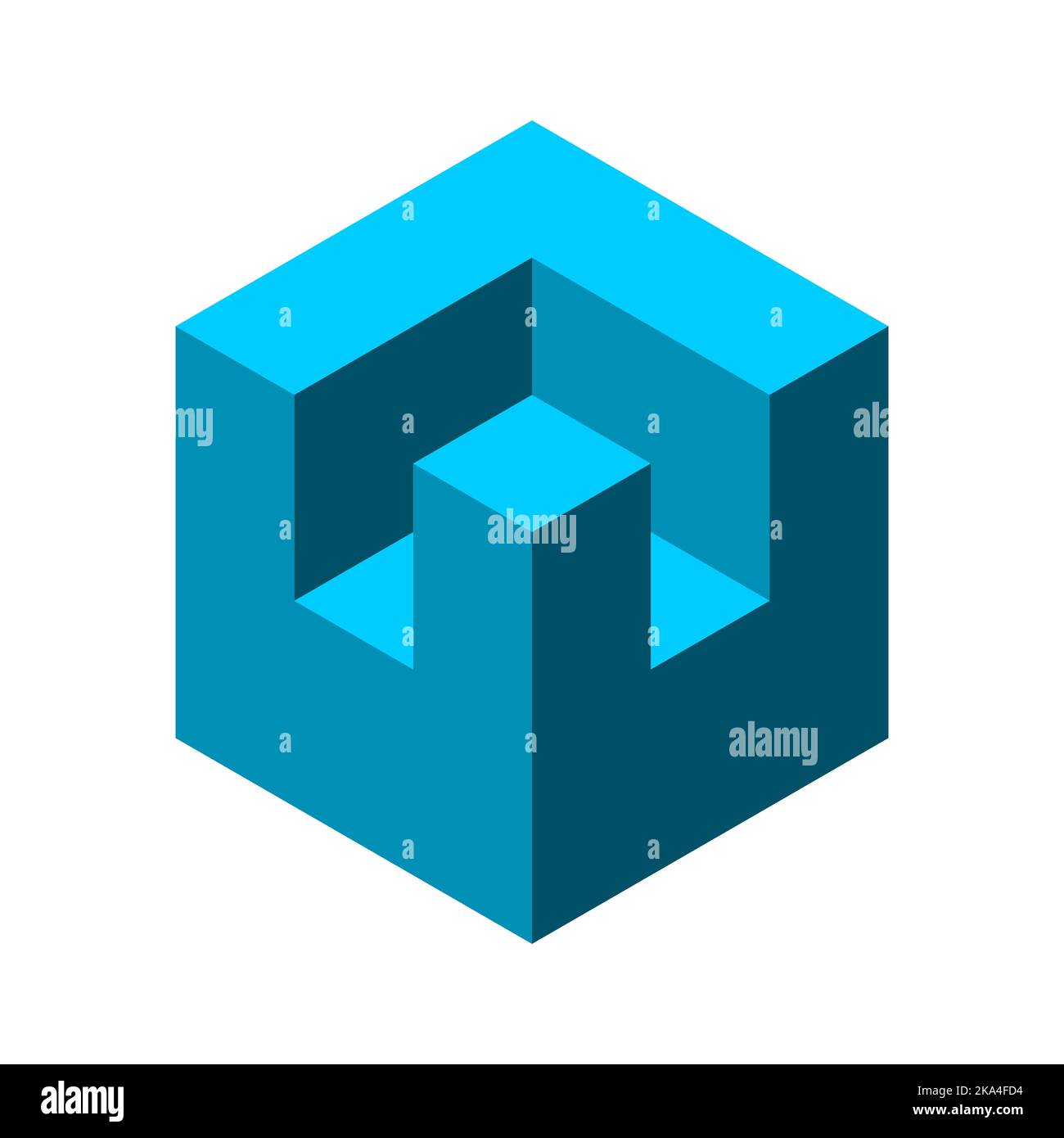 Blue castle cube isometric shape. Letters L, U, V, logo design template ...