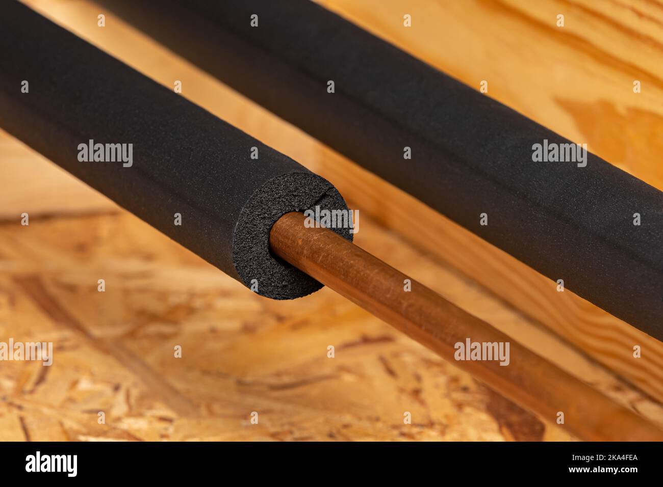 Water pipe with insulation in house. Plumbing freezing protection ...