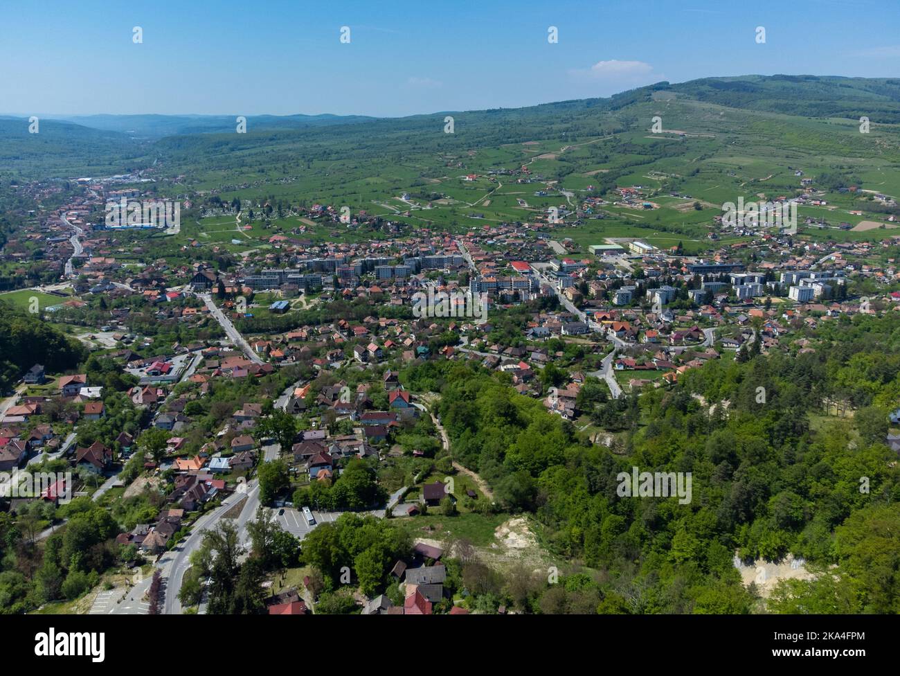 Aerial landscape of the Sovata city - Romania, summer, above Stock ...