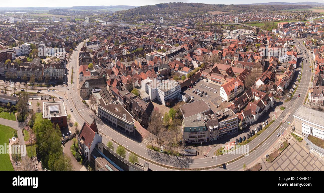 An aerial panoramic view of the Hamelin cityscape in Germany Stock ...
