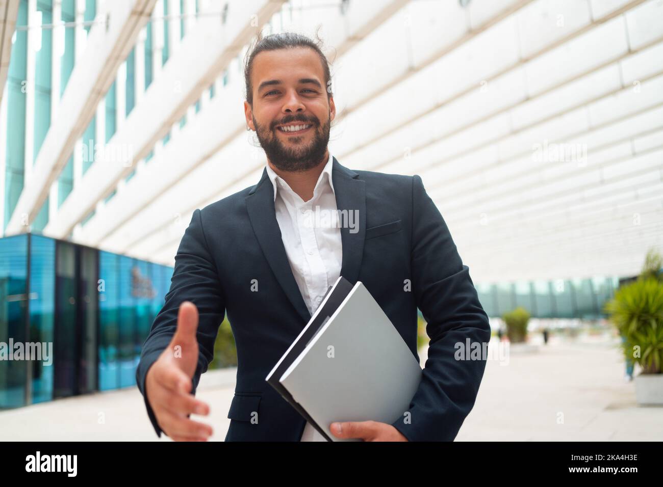 Business. Businessman Giving Hand For Handshake Welcome Gesture Adult ...