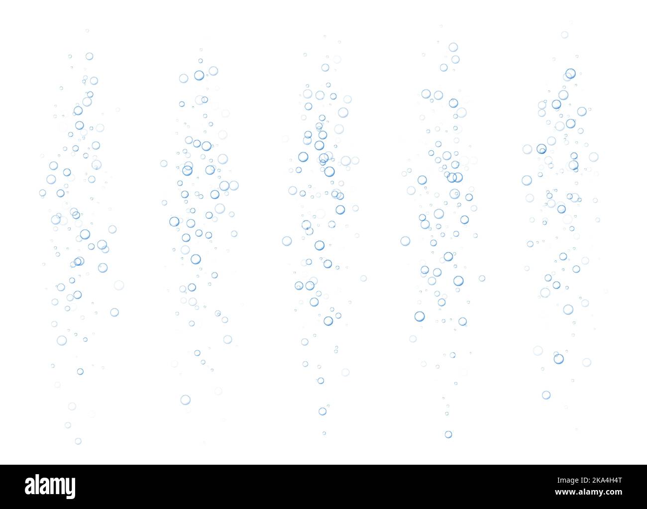 Underwater fizzing bubbles, soda or champagne carbonated drink, sparkling water isolated on ...