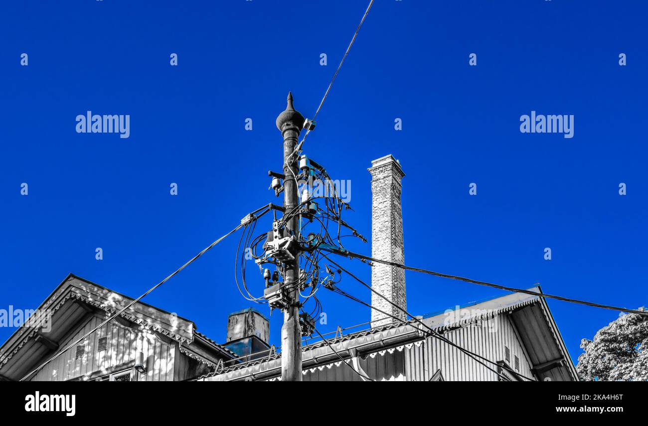 Power distribution pole Spaghetti Kampen Oslo Norway Stock Photo - Alamy