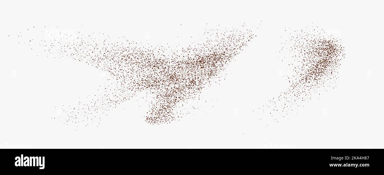 Flying coffee or chocolate powder, dust particles in motion, ground ...